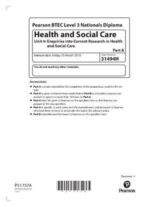 Health and Social Care KS4 KS5 1 - Year 10 - EDEXCEL/PEARSON BTEC Tech ...