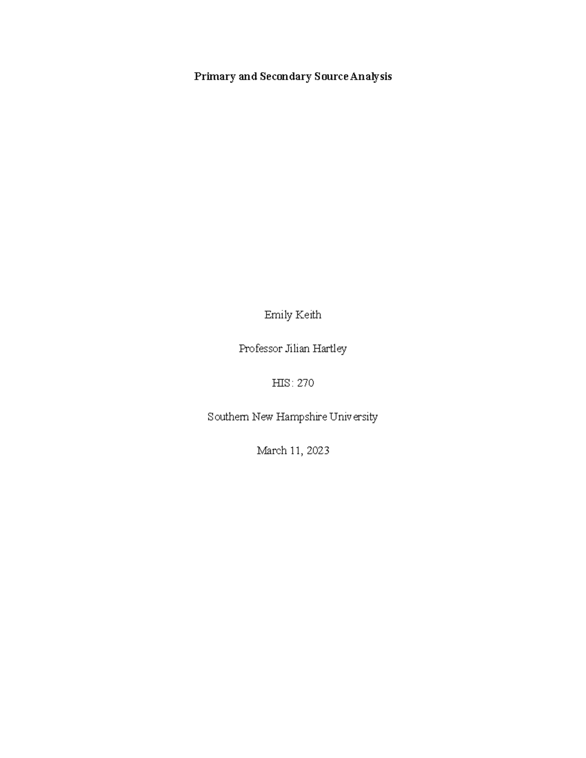 Primary and Secondary Source Analysis - For instance, slavery on ...