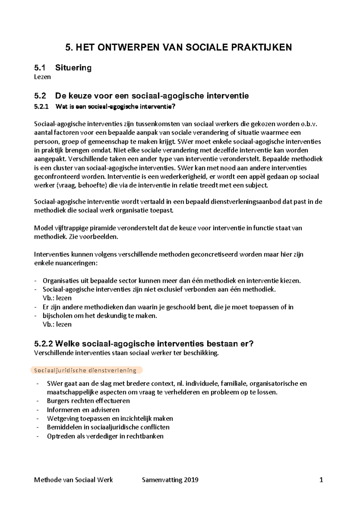 MSW SMV hfst 5 - 8 - Samenvatting Methoden van sociaal werk - 5. HET ONTWERPEN VAN SOCIALE - Studocu