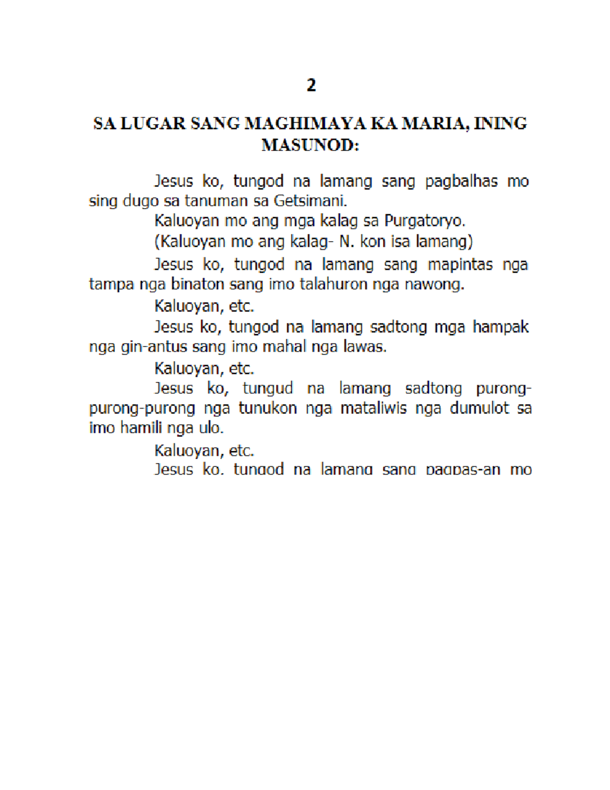 Prayer sa patay - 2 SALUGAR SANG MAGHIMAYA KA MARIA, INING MASUNOD ...