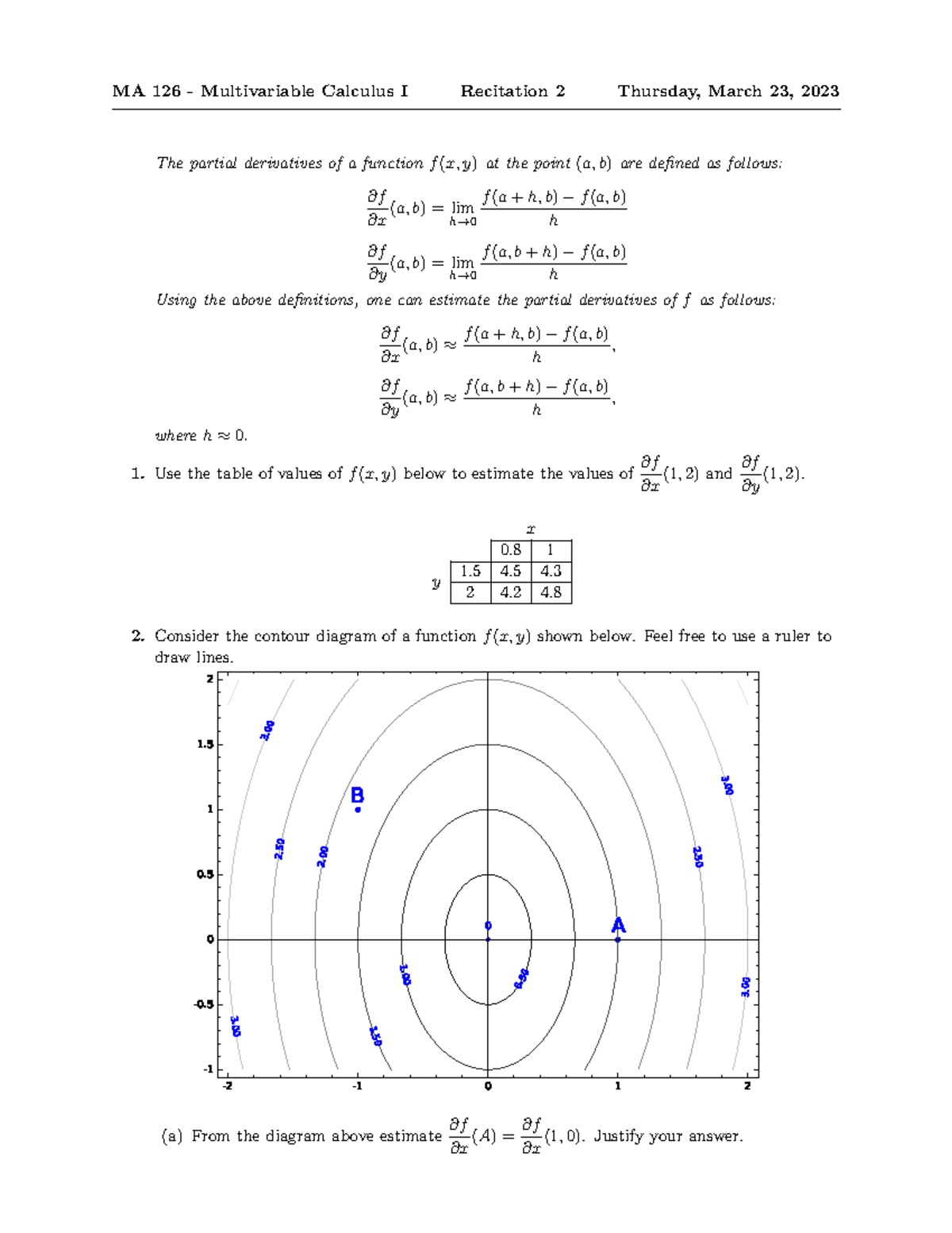 MA126 23S2 Rc2 - practice problems related to weekly lecture material ...