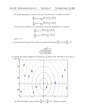 MA126 23S2 Rc5 sol - practice questions on weekly material - MA 126 - Multivariable Calculus I ...
