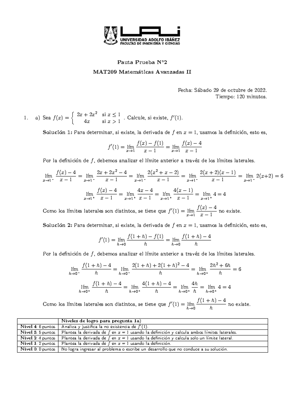 Pauta Prueba 2 MAII 2022-2 - Pauta Prueba N 2 MAT209 Matem ́aticas Avanzadas II Fecha: S ́abado ...