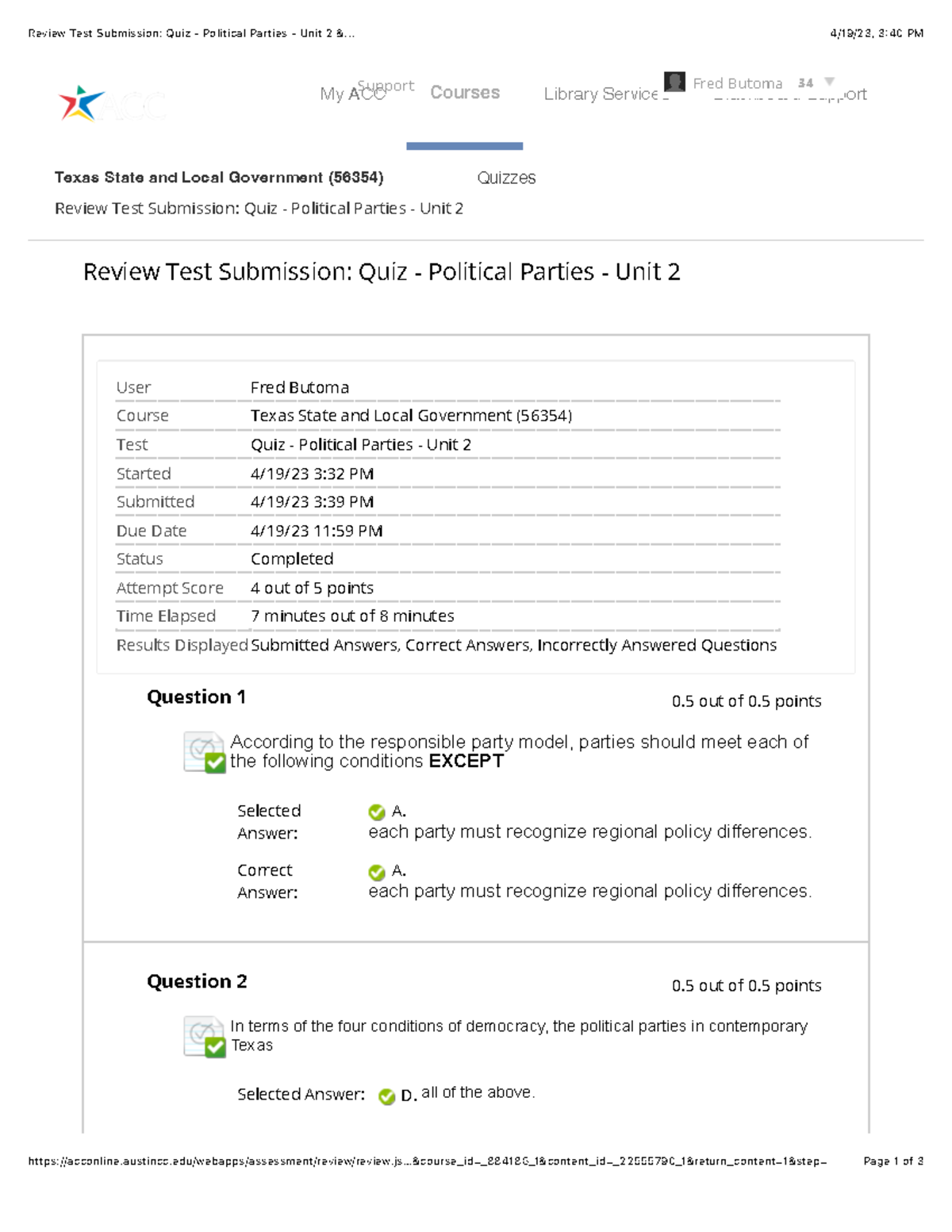 Political Parties quiz - Review Test Submission: Quiz - Political ...