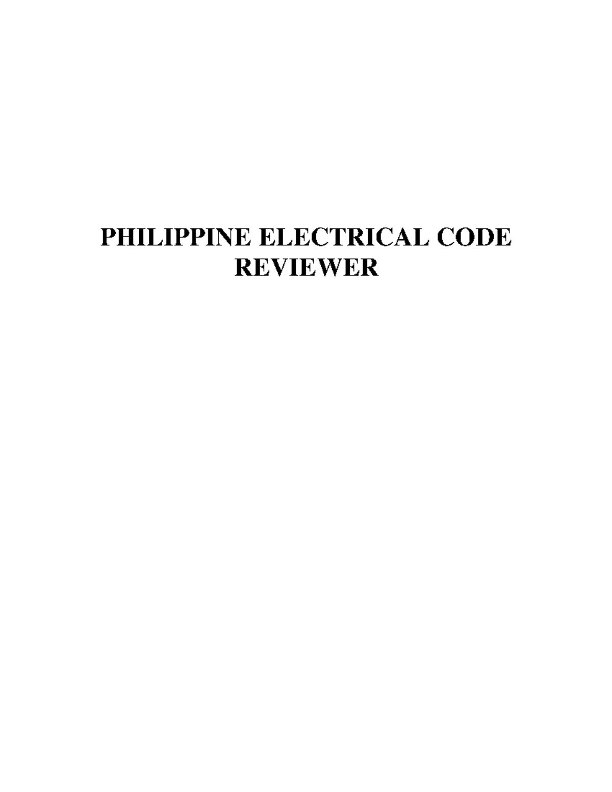 Pec-reviewer - Reviewer - PHILIPPINE ELECTRICAL CODE REVIEWER Table of ...