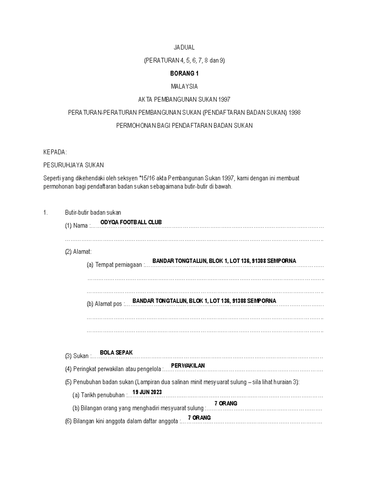 Borang 1 PJS (contoh isi) - JADUAL (PERATURAN 4, 5, 6, 7, 8 dan 9 ...