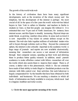 Reading comprehension exercise 3for English 102 - Read the following ...