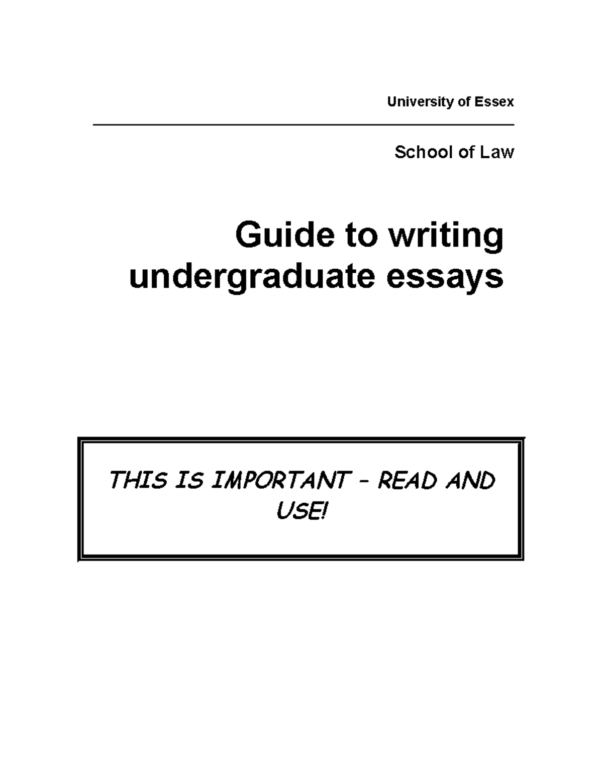 Guide to writing law essays - University of Essex ...