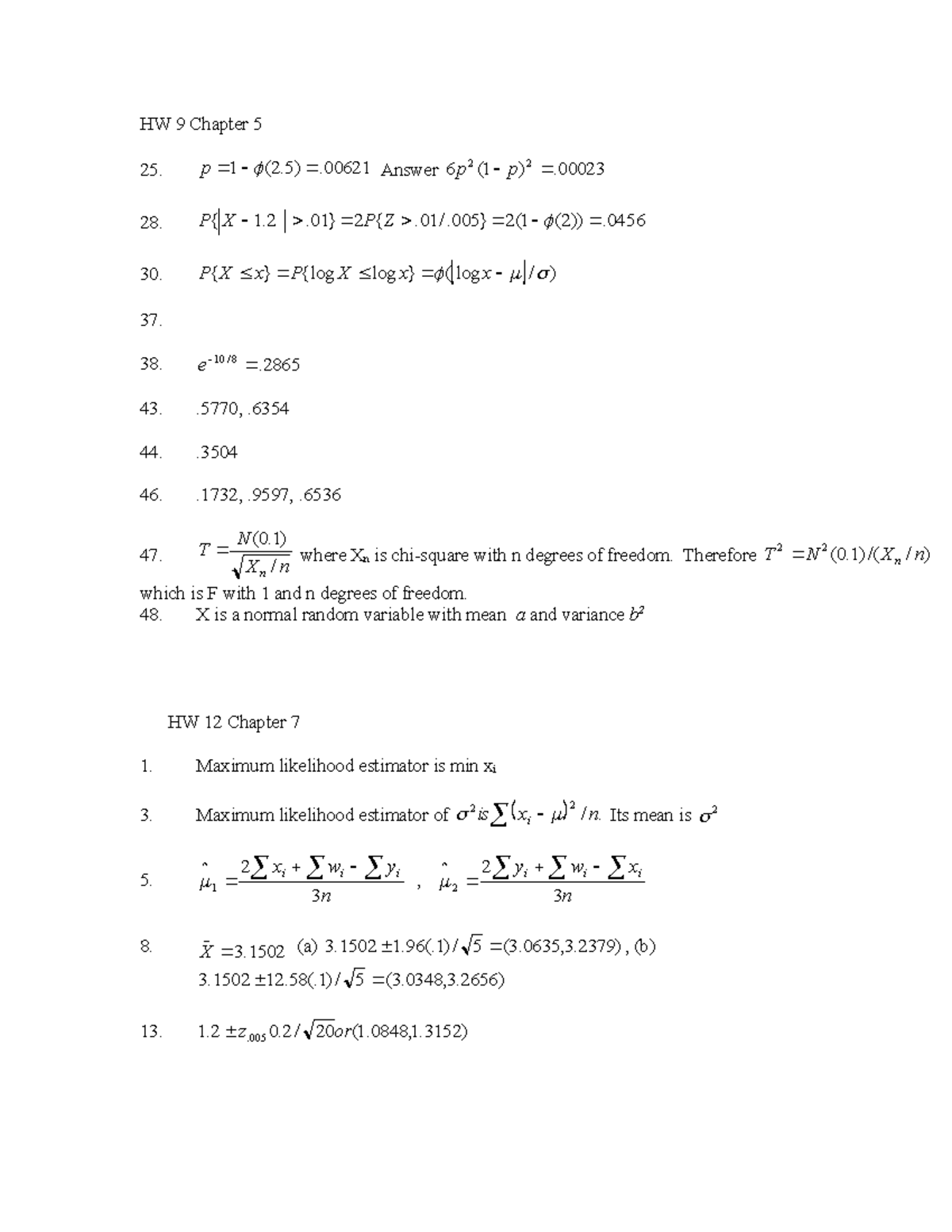 Math 32 HW 6,9 12 - HW 6,9, 12 - HW 9 Chapter 5 p 1 ( 2. 5 ) . 00621 ...
