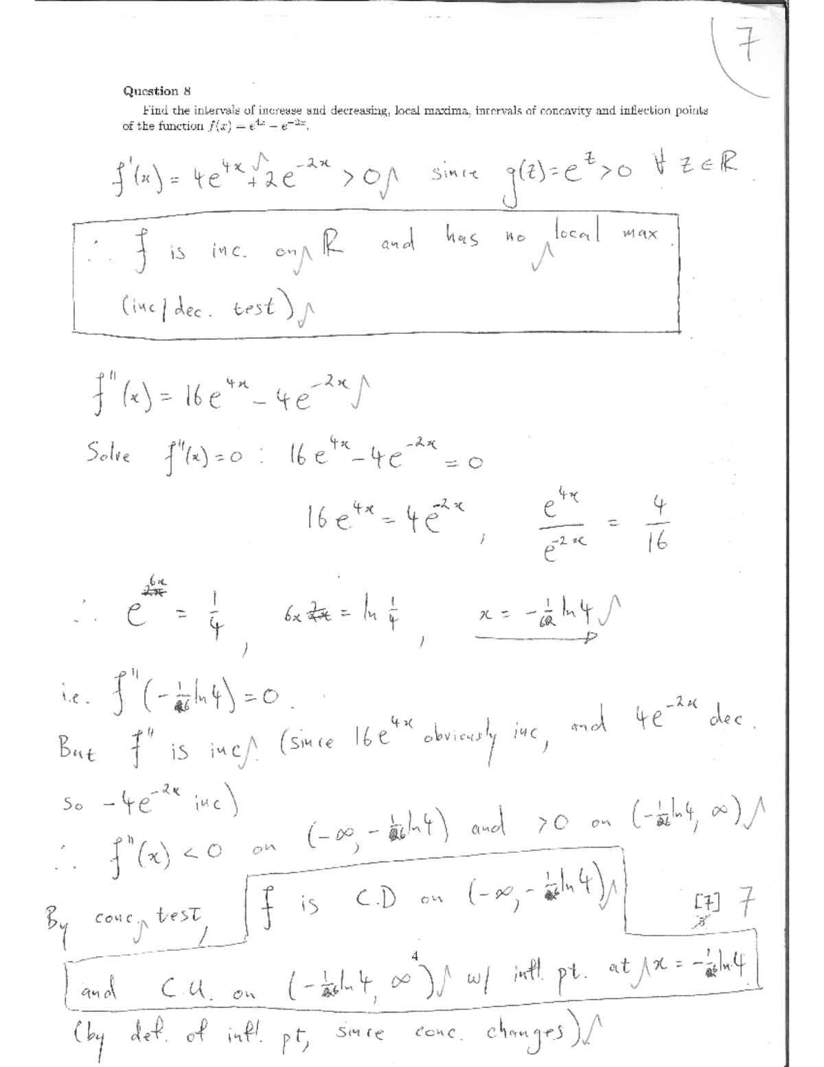 Unit 1.1b intervals inc dec etc - 7 Question 8 Find the intervals of ...