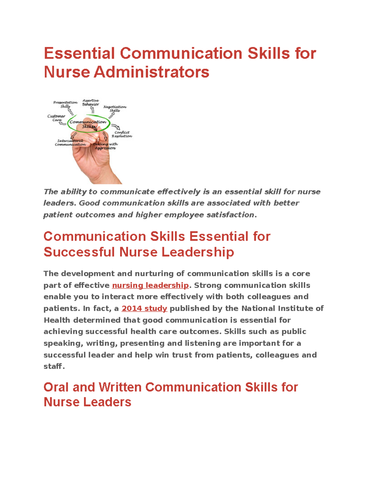 Essential Communication Skills for Nurse Administrators - Essential ...