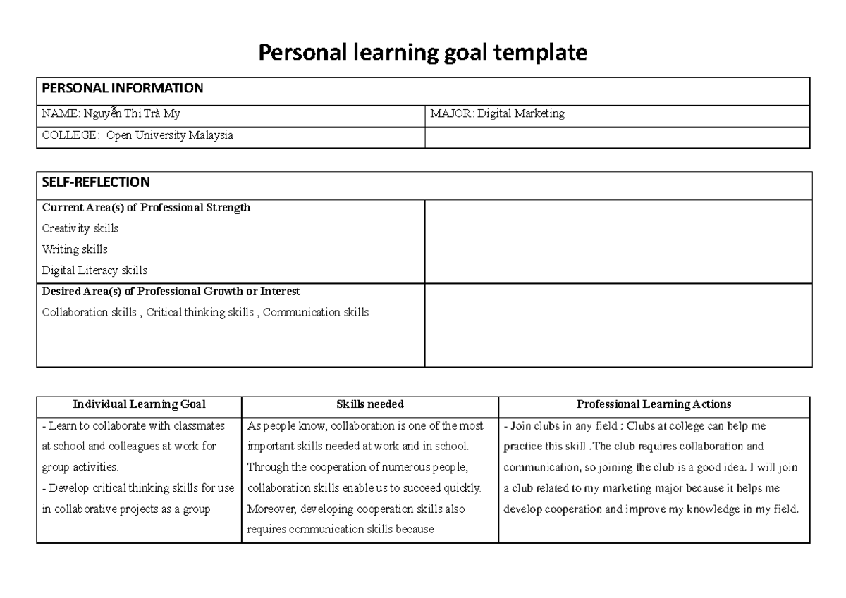 Nguyễn Thị Trà My - 22BOMA01 - Question 5 - Personal learning goal ...