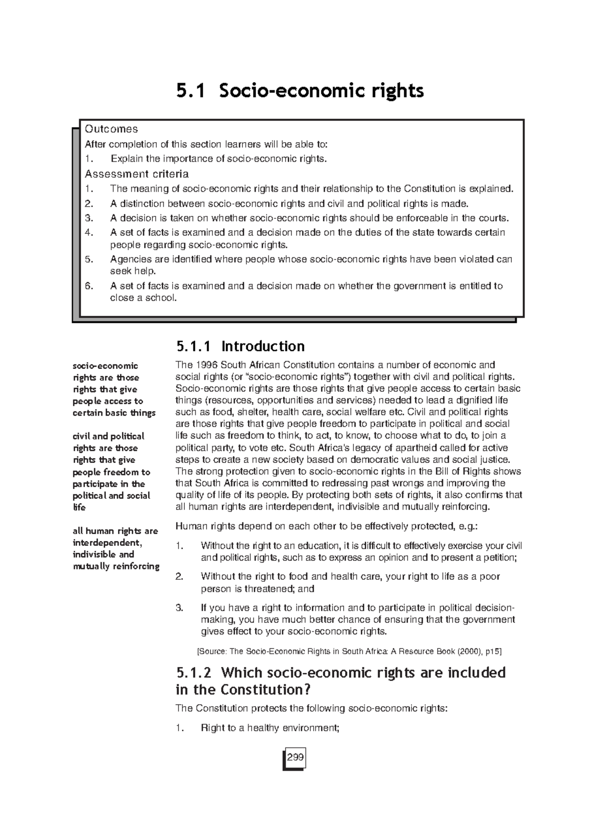 Chapter 5 - Human rights - socio-economic rights are those rights that ...