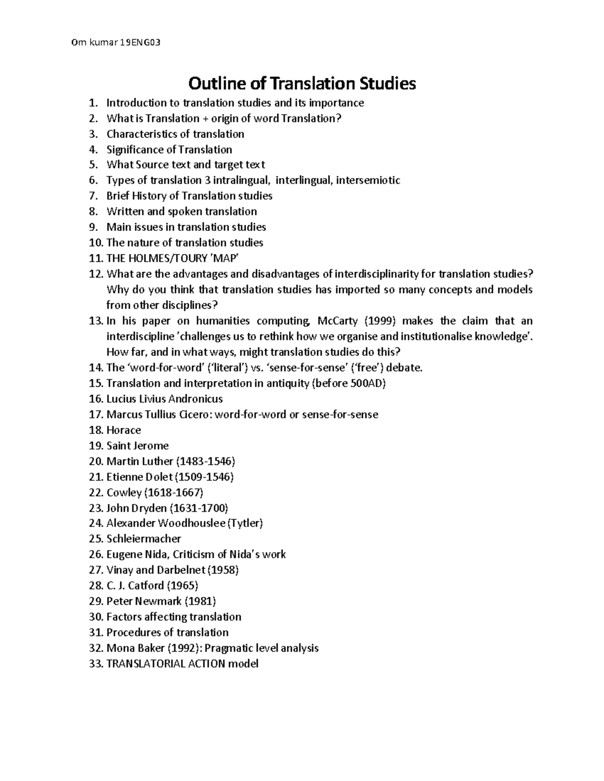 Notes of Translation Studie 1 - Outline of Translation Studies ...