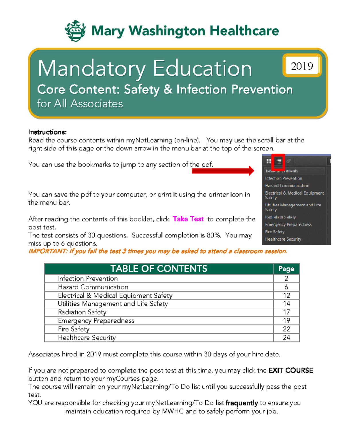 2019 Mandatory Ed - Safety and Infection Prev - Instructions: Read the ...