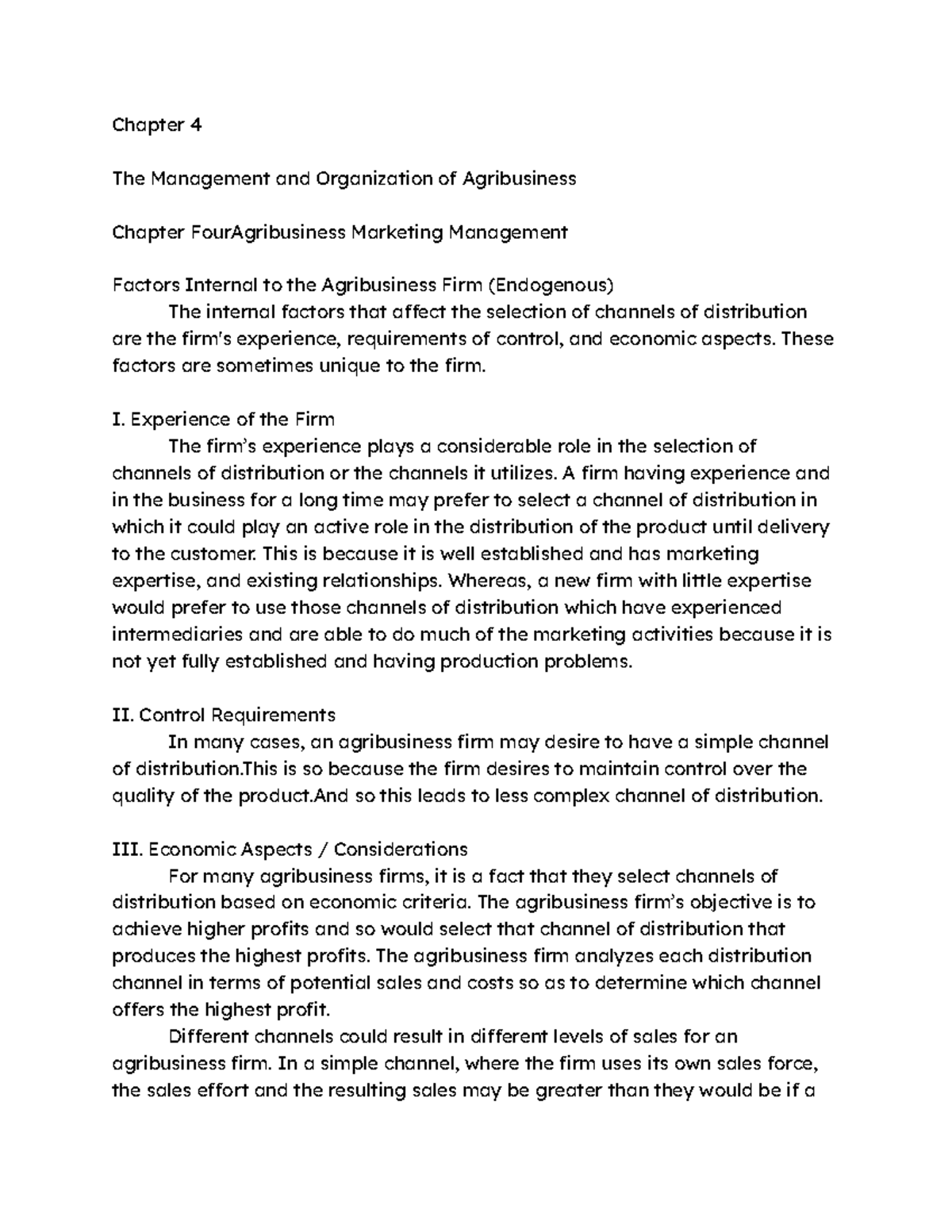 The Management and Organization of Agribusiness 4.7 and 5 - Chapter 4 ...
