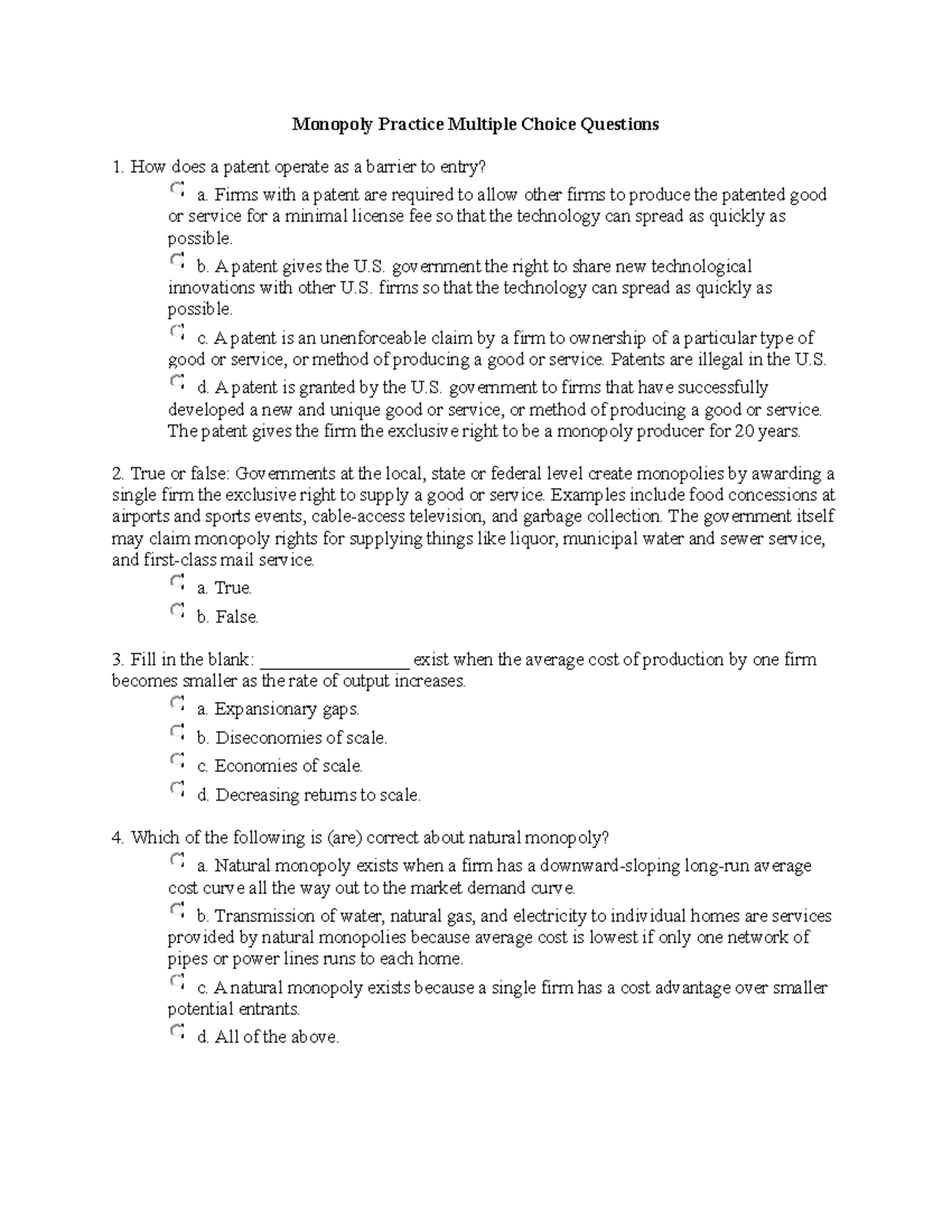 Monopoly Extra Practice Multiple Choice 1-1 - Monopoly Practice Multiple Choice Questions How ...