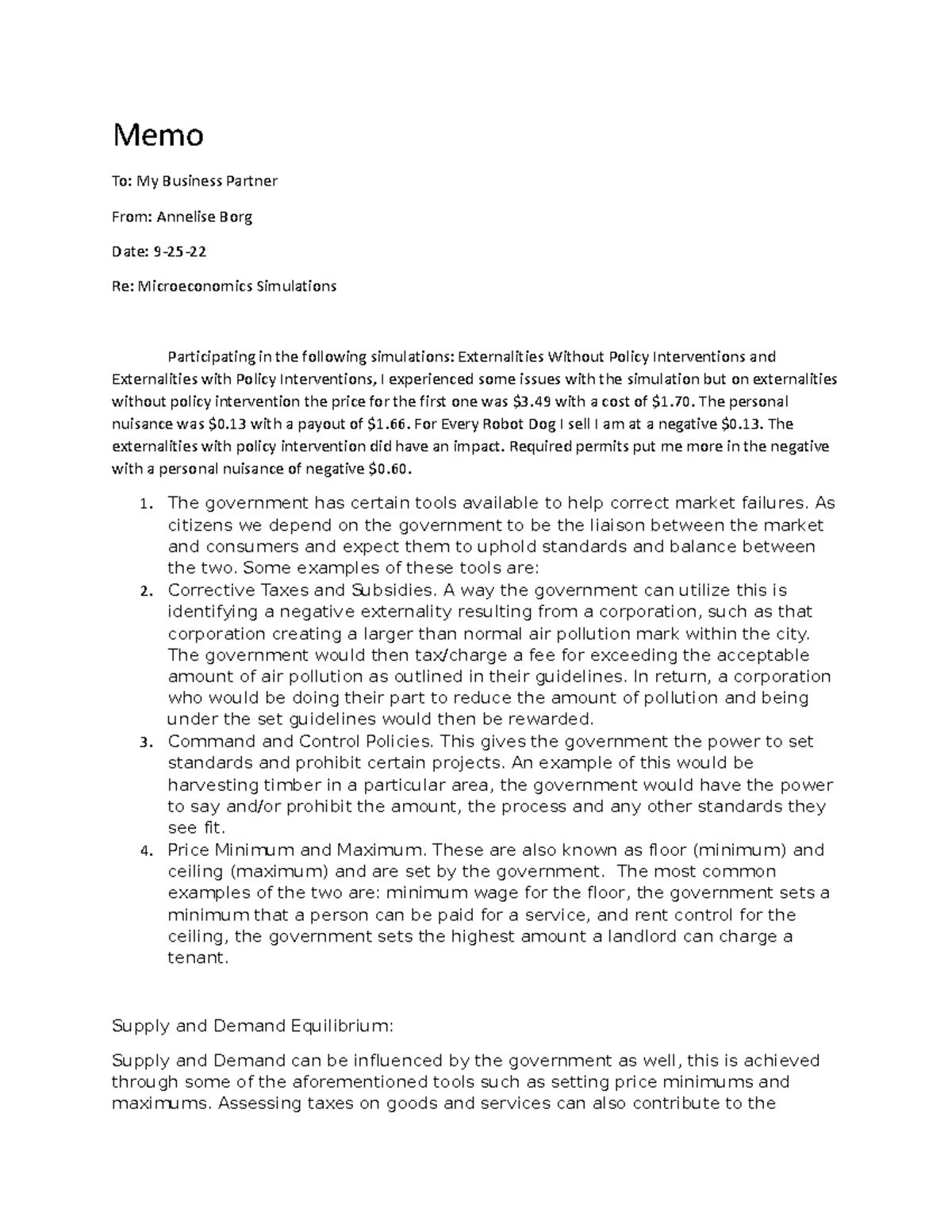 Chapter 4 check in assignment - Memo To: My Business Partner From ...