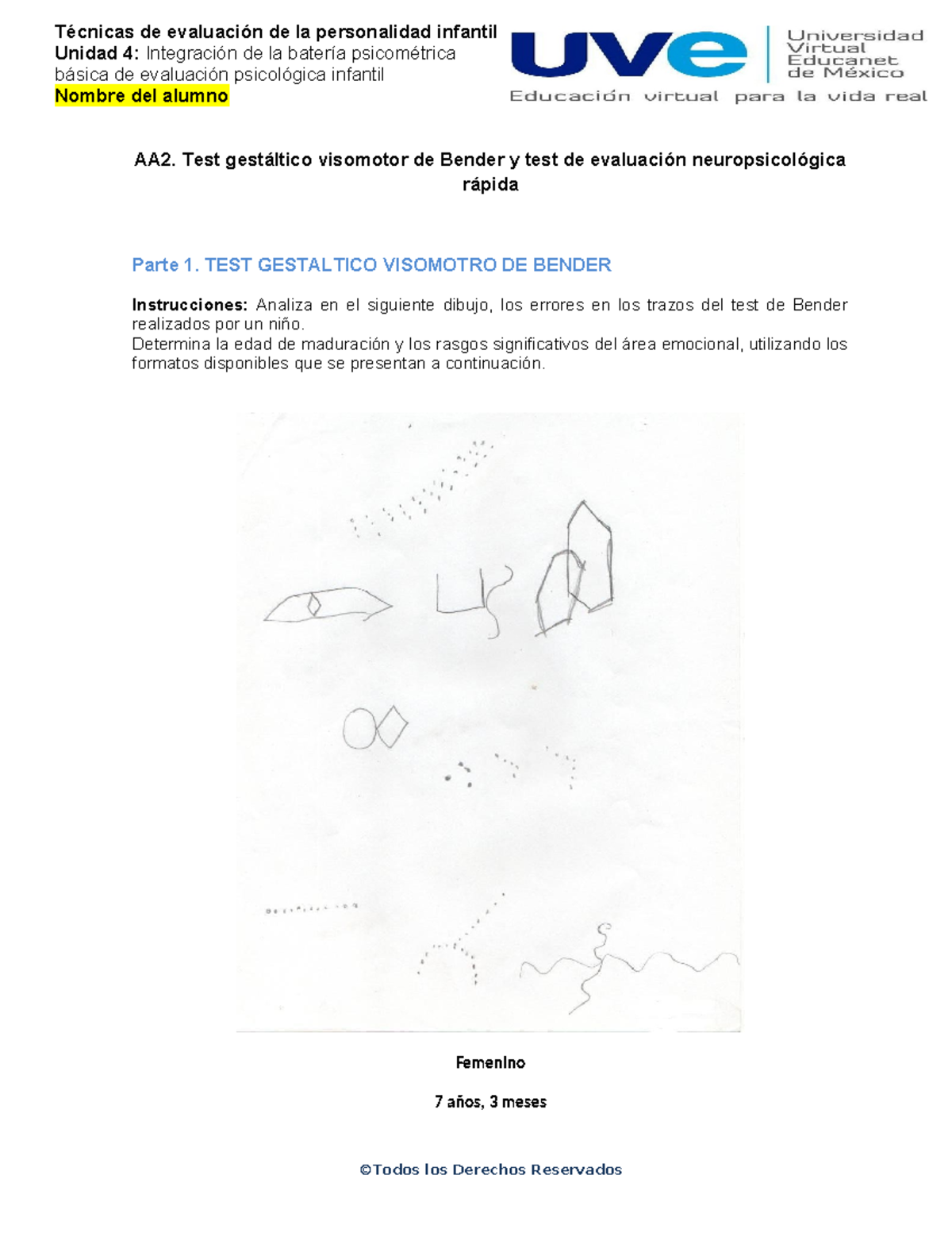U4AA2 Formato Test - psicologia tarea - Unidad 4: Integración de la ...