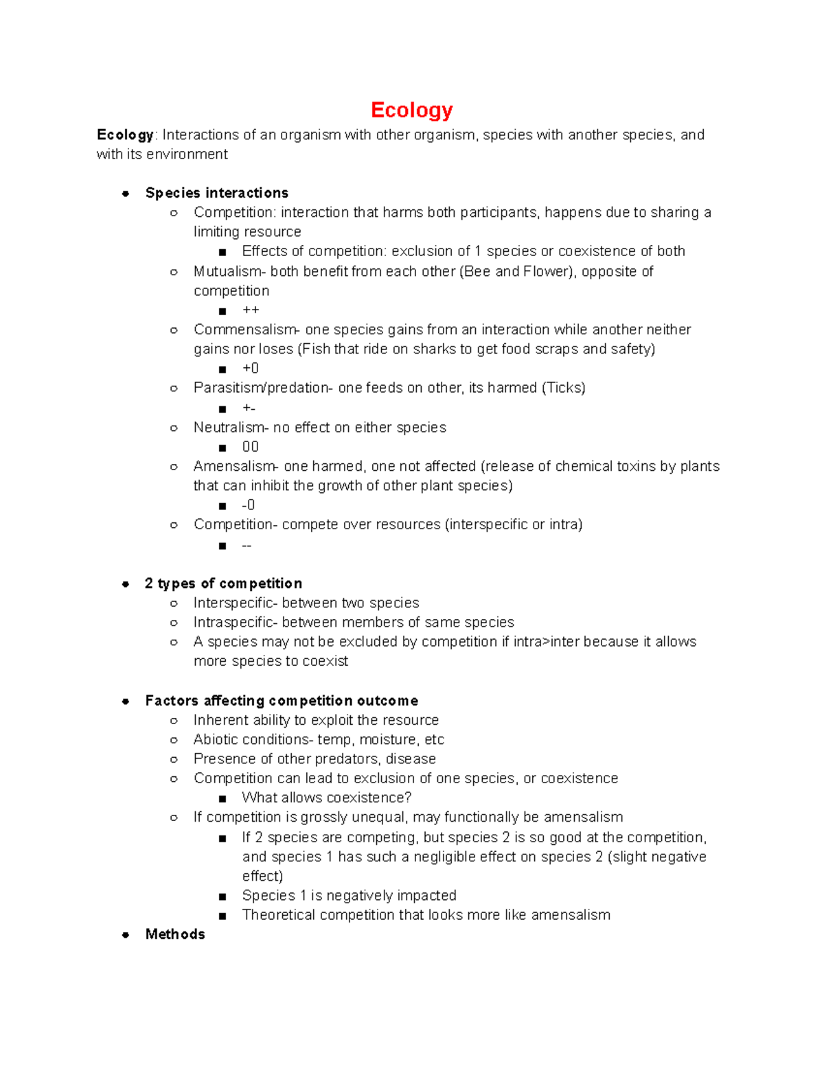 Bio 173 quiz 2 study guide - Ecology Ecology : Interactions of an ...