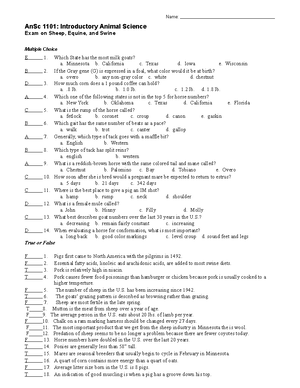 Common Final-practice- Answers - ANSWERS ANSC 1101: Introductory Animal ...