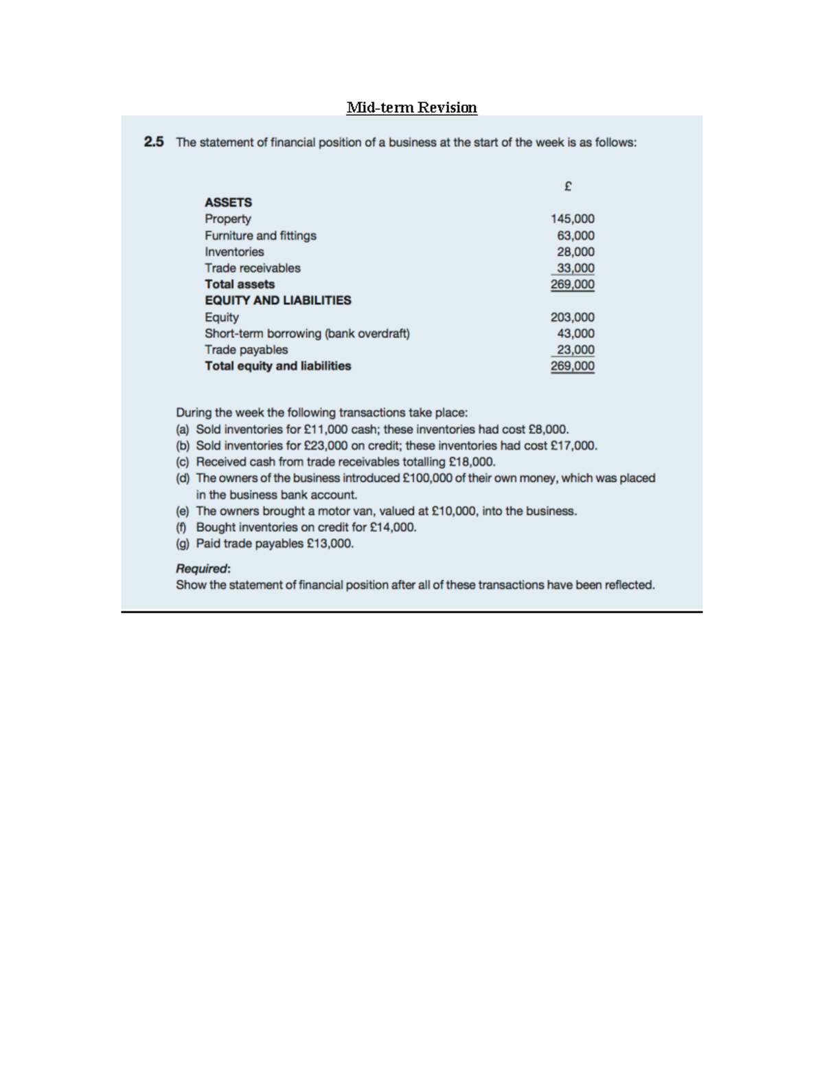 Mid term revision - Accounting and financial reporting - Mid-term ...