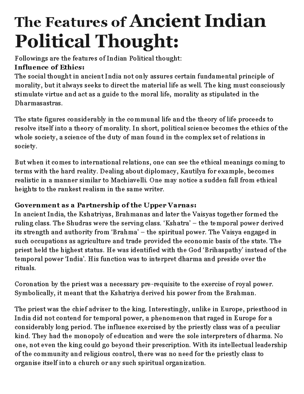 1786 The Features of Ancient Indian Political - The Features of Ancient ...