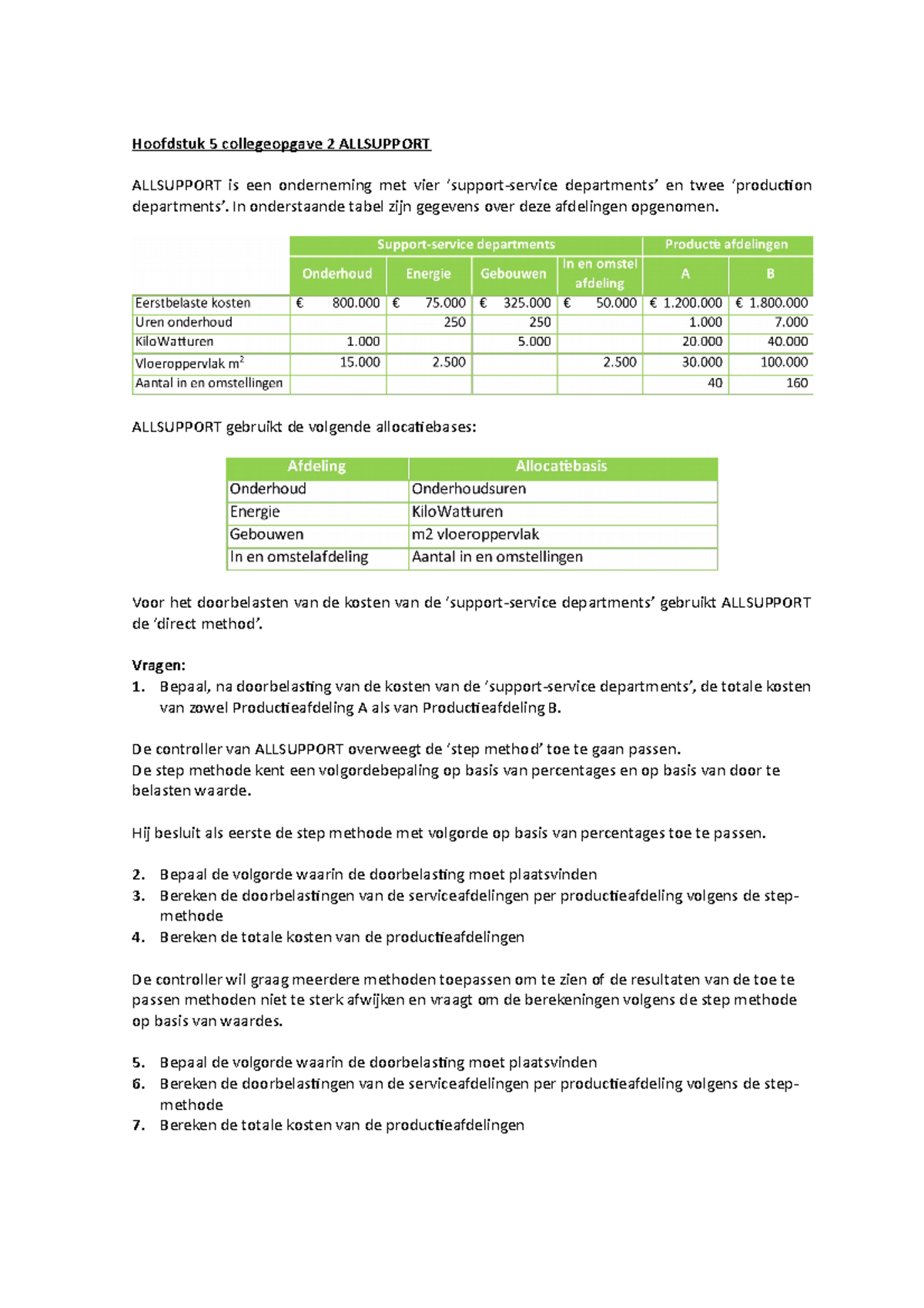 H5C2 Allsupport opgave - Hoofdstuk 5 collegeopgave 2 ALLSUPPORT ...