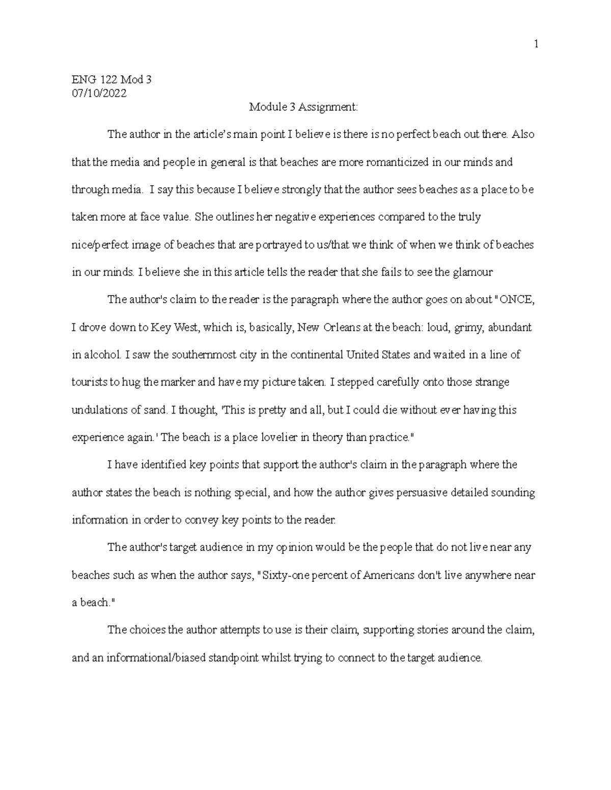 Module 3 Assignment - Studocu Upload - 1 ENG 122 Mod 3 07/10/ Module 3 ...