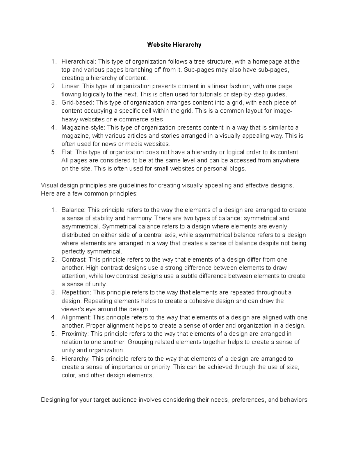 Web dev notes 4 - rusu - Website Hierarchy Hierarchical: This type of ...