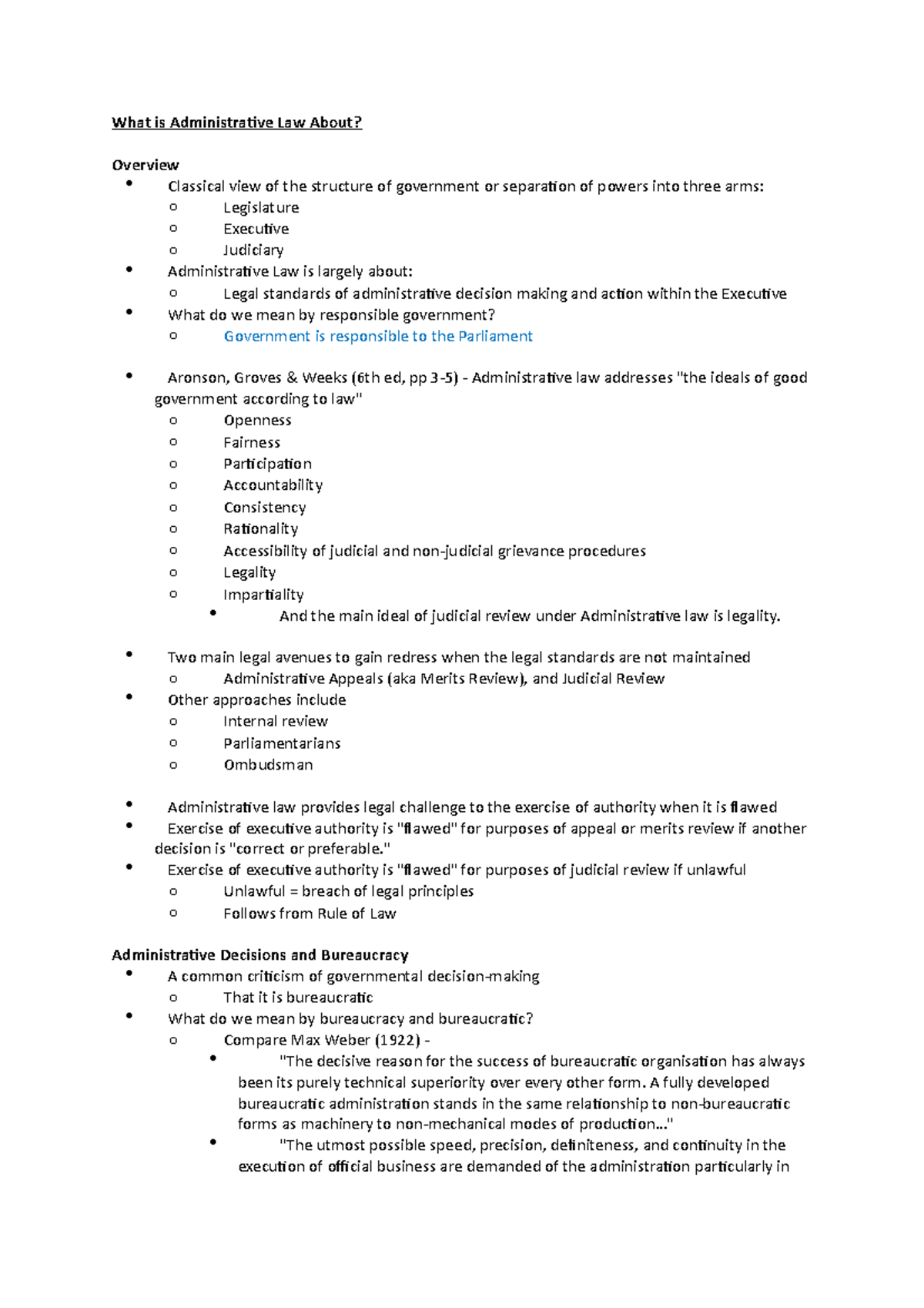 Wk1 L - Prof Murray Raff - What is Administrative Law About? Overview ...