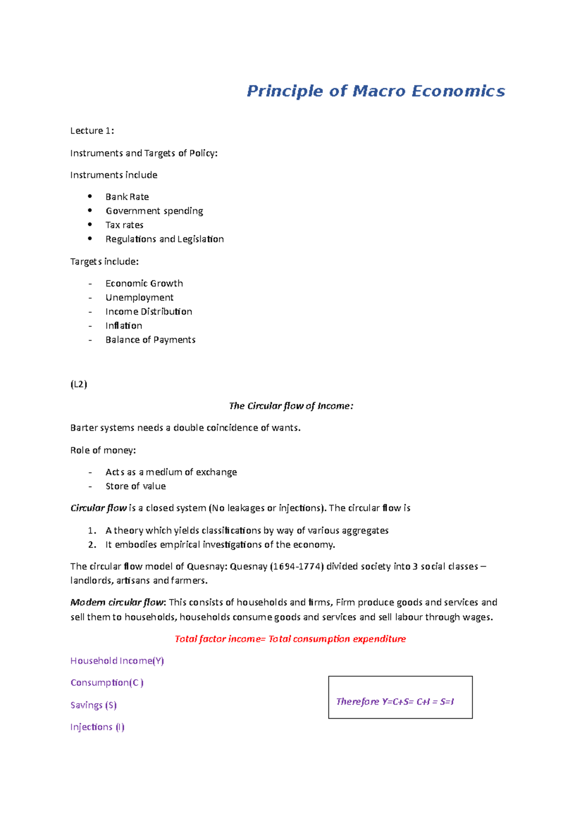 Principals of Macro Economics - Principle of Macro Economics Lecture 1 ...