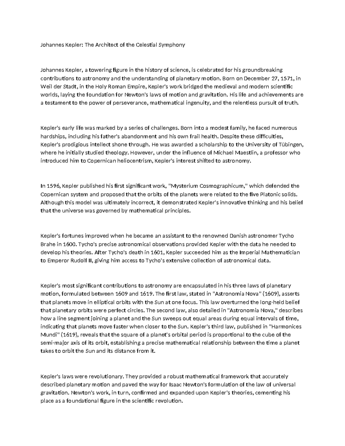 Johannes.........Kepler...................... - Johannes Kepler: The ...