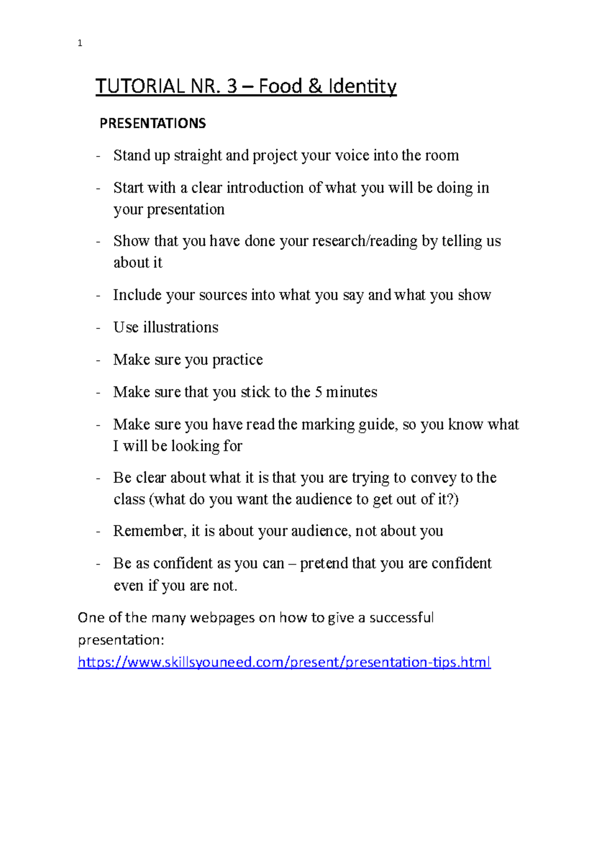 Tutorial week 3 Food and Identity questions - TUTORIAL NR. 3 – Food ...