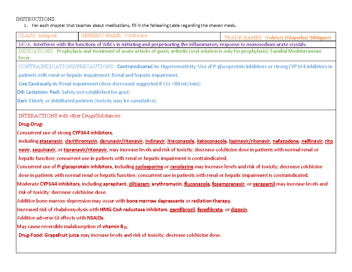 Colchicine - INSTRUCTIONS: For each chapter that teaches about ...