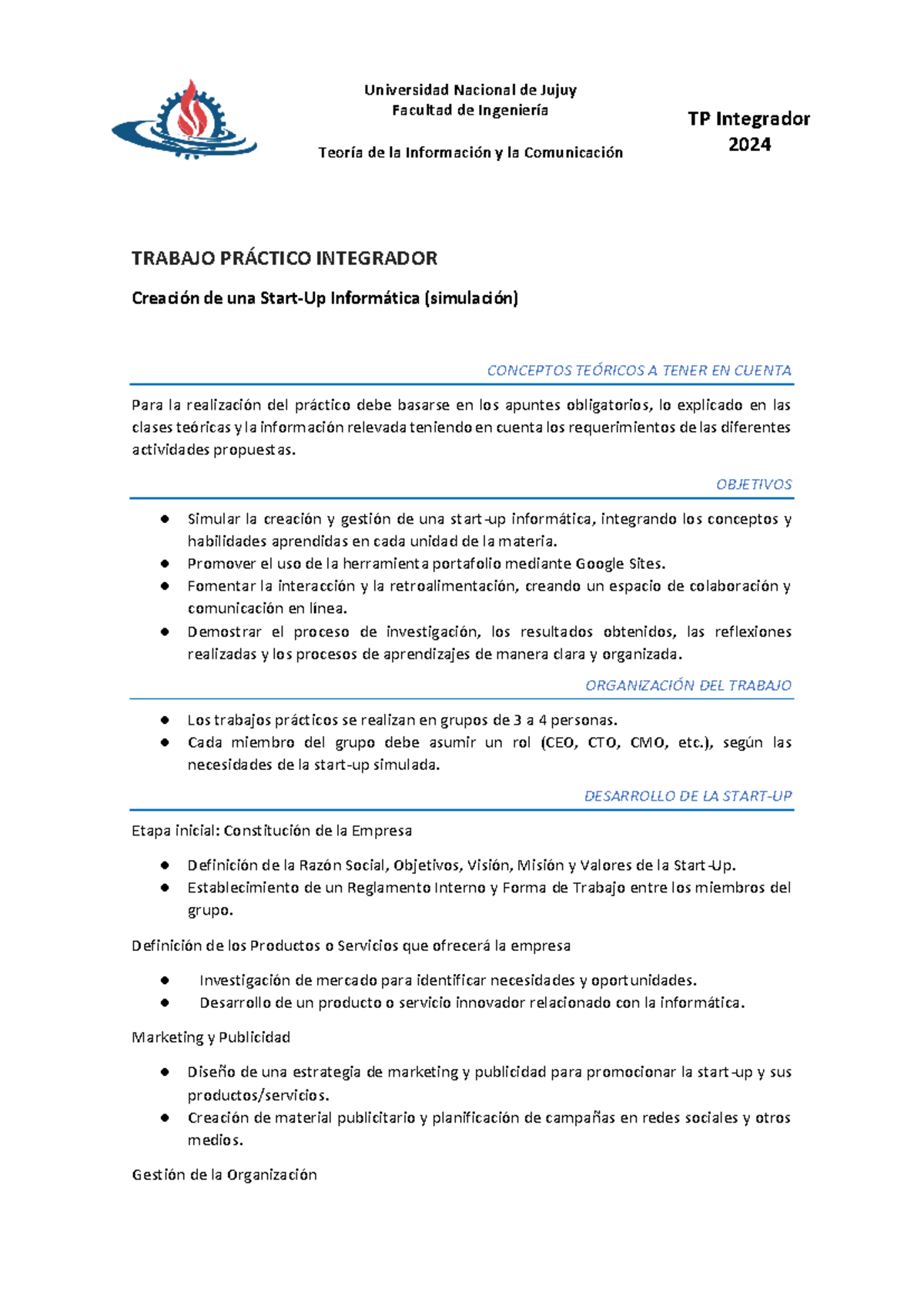 TIC TP Integrador 2024 v final - Universidad Nacional de Jujuy Facultad de Ingeniería TP ...
