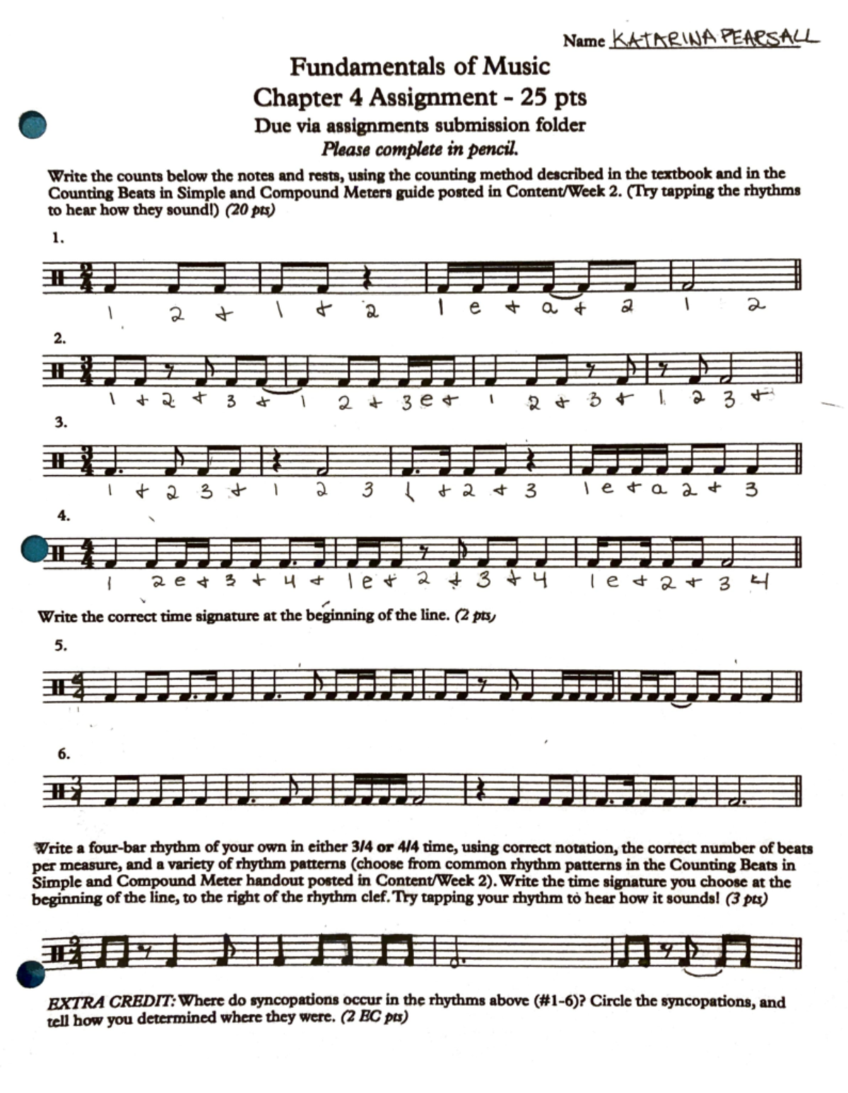 MUSC 1030 / Fundamentals of Music / CH. 4 / Homework Assignment ...