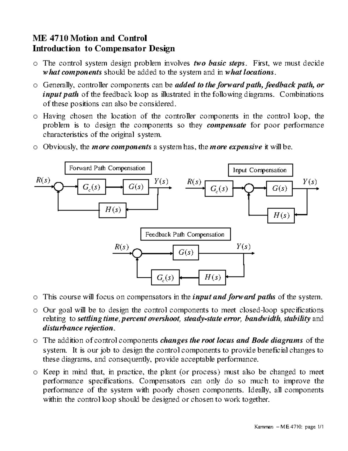 Lecture Notes Lecture 1 Motion And Control Me 4710 Me 4710 Motion And Control Introduction