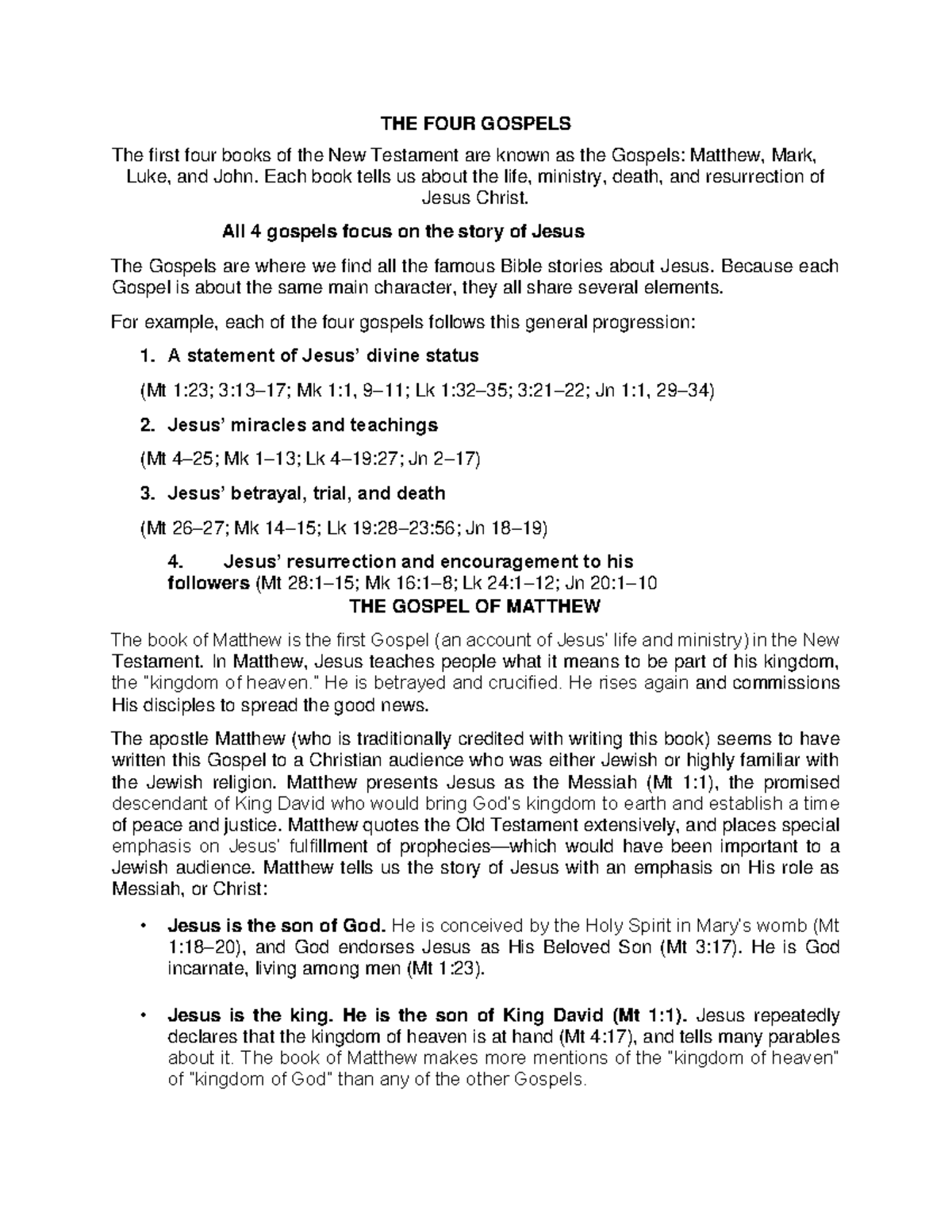 Reviewer IN Bible - None - THE FOUR GOSPELS The first four books of the ...