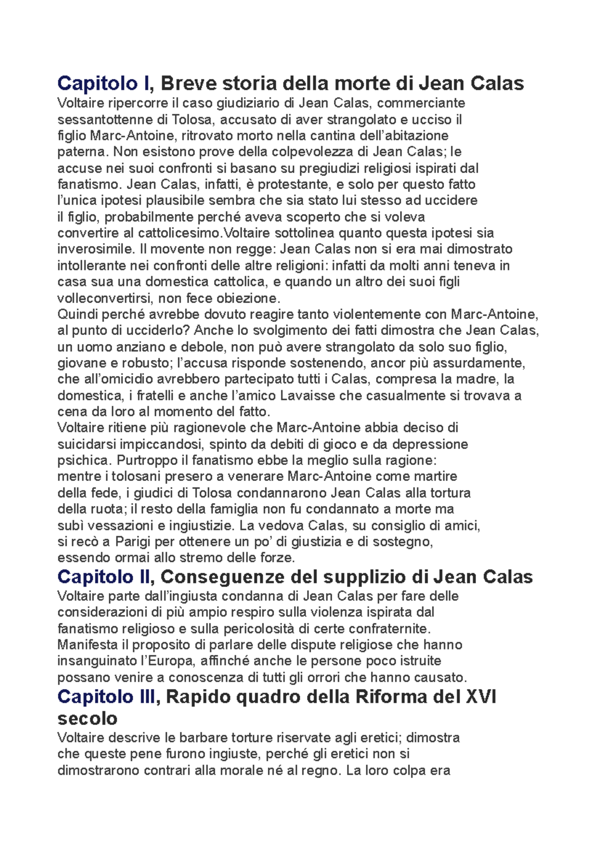 Voltaire lettera sulla tolleranza - Capitolo I, Breve storia della ...