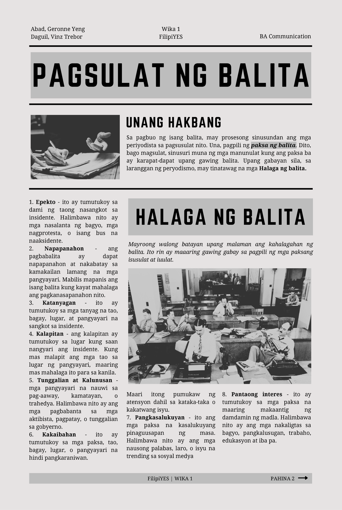 Filipiyes Project - PAGSULAT NG BALITA Maari itong pumukaw ng atensyon ...