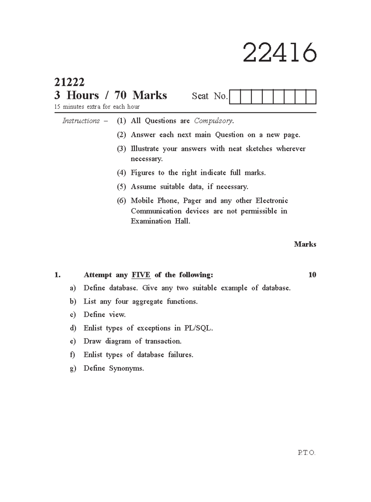 Dma sum22 - P.T. Instructions – (1) All Questions are Compulsory. (2 ...