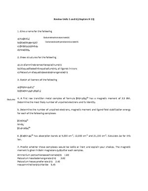 Exercises in Vsepr Theory:MO Theory - November 5 / 2019 Exercisers in ...