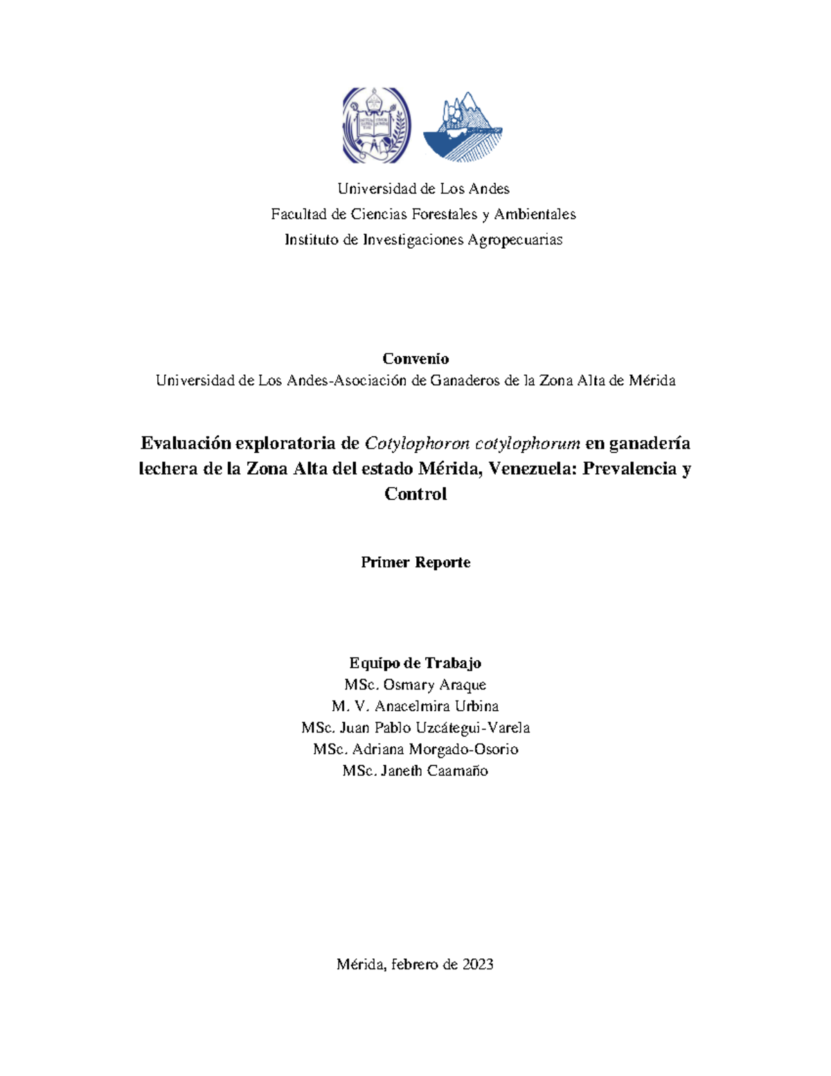 Estudio Vzla ULA - Universidad de Los Andes Facultad de Ciencias ...