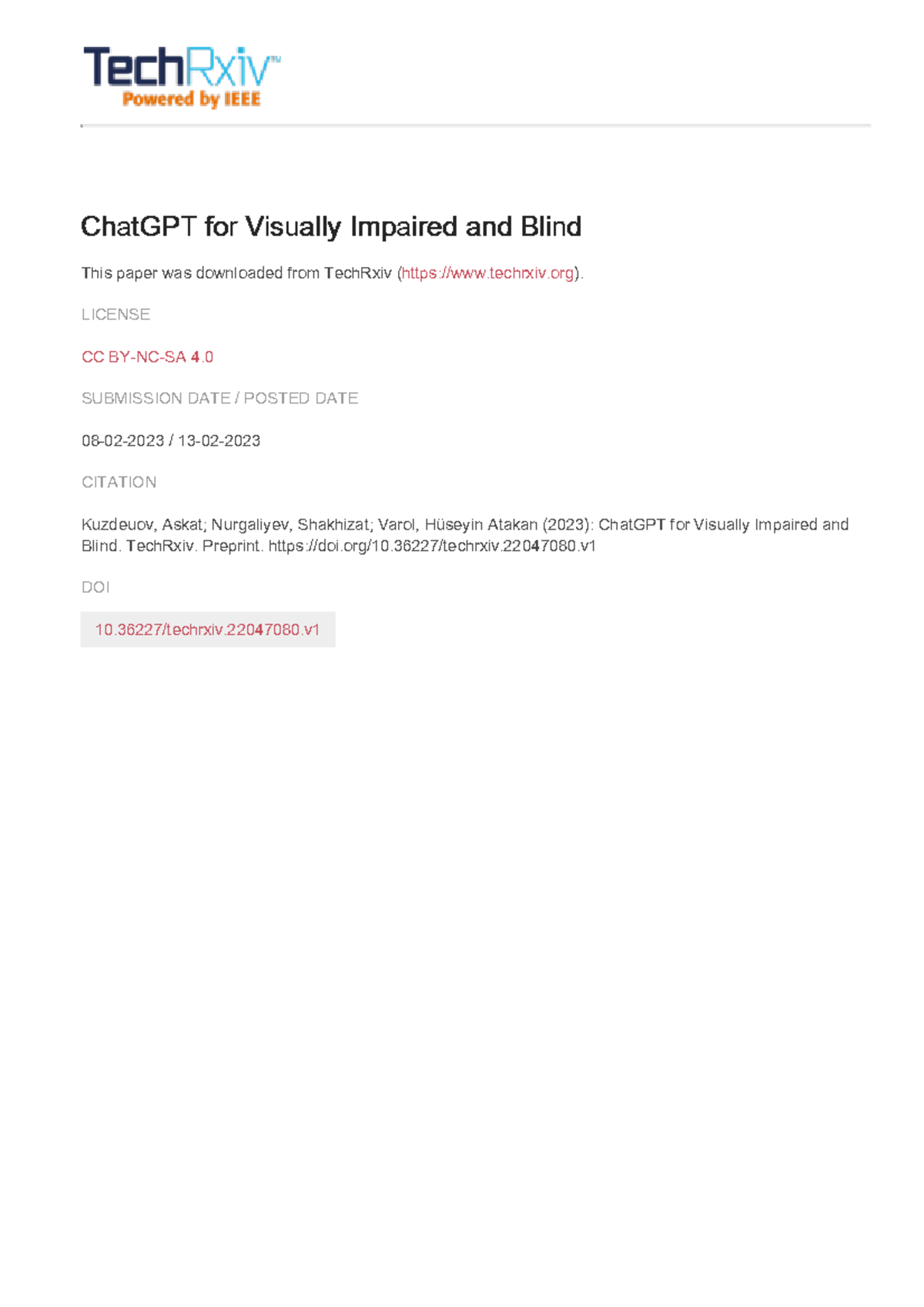 Chat GPT for Visually Impaired and Blind - ChatGPT for Visually ...