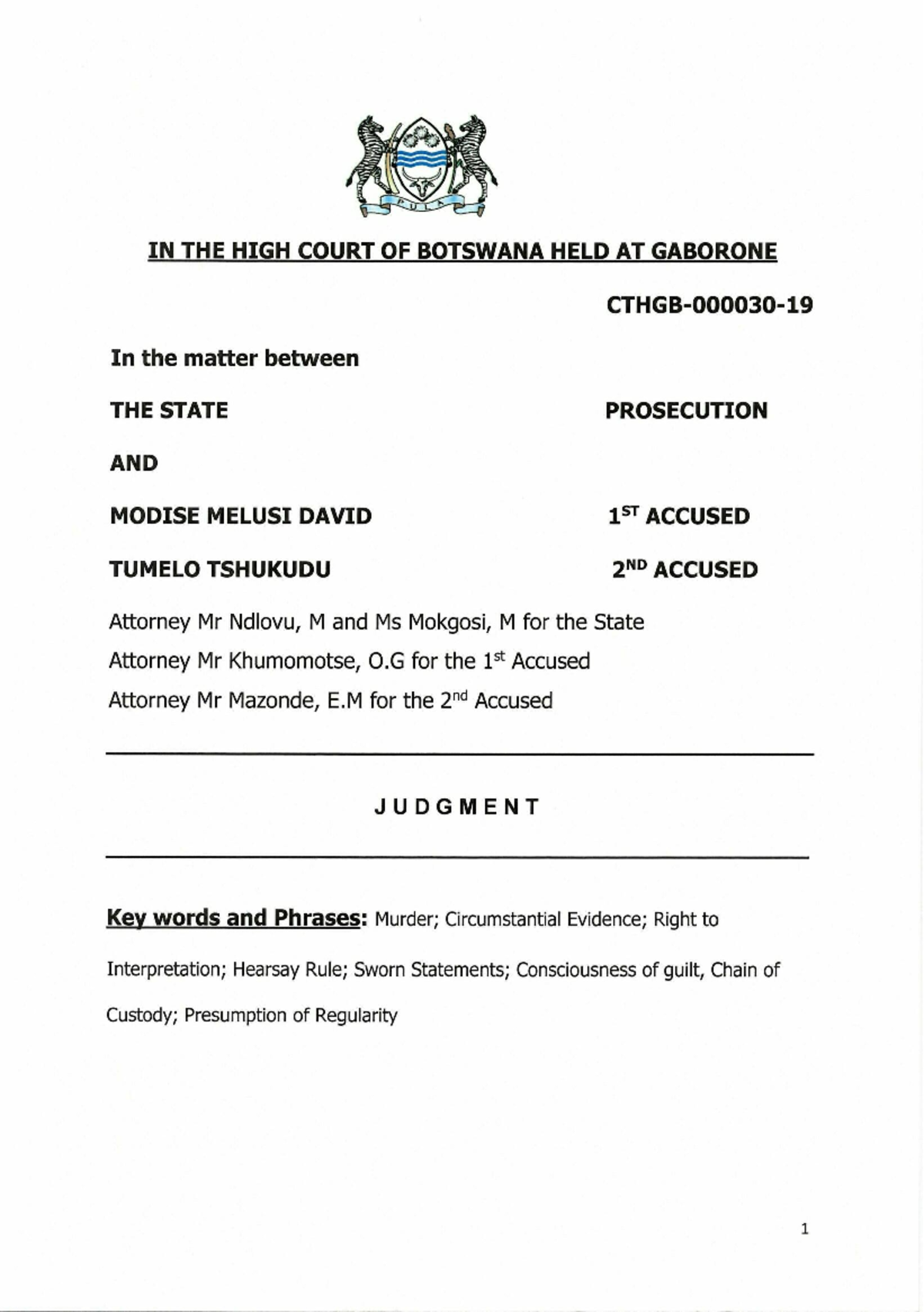 Cthgb-000030-19 THE State V. Modise Melusi David & Another Judgment ...