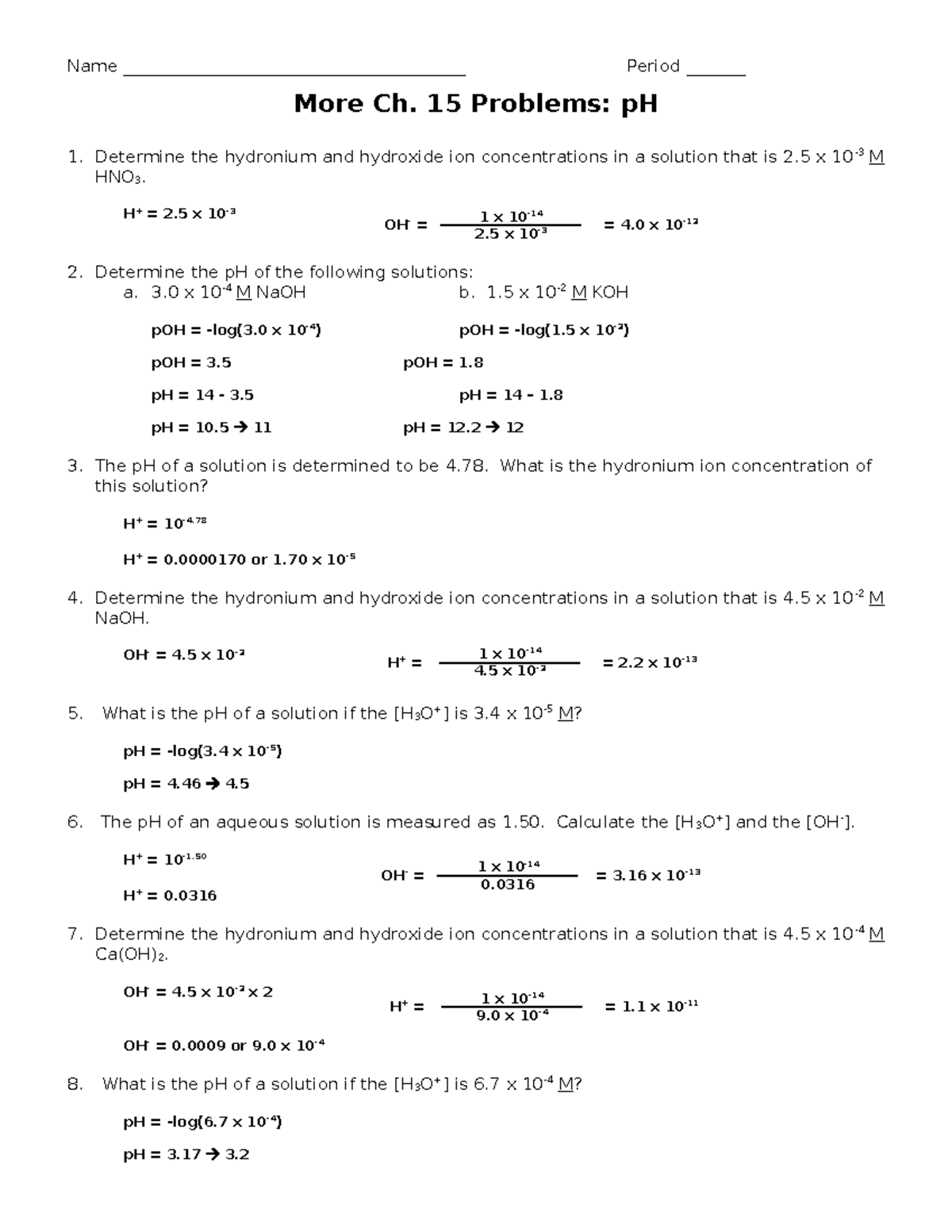 More Ch 15 Problems Answer Key Name more-ch-15-problems-answer-key-name