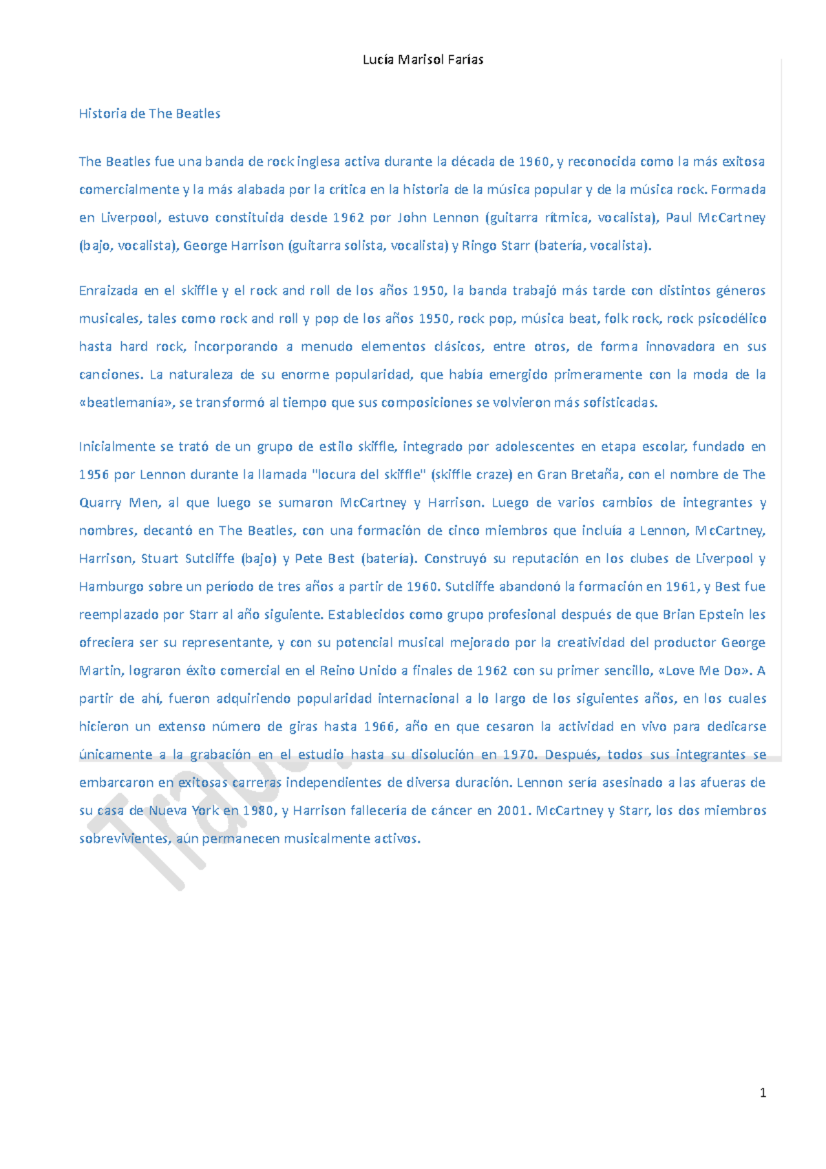 The Beatles Base - .......... - Lucía Marisol Farías Historia de The ...