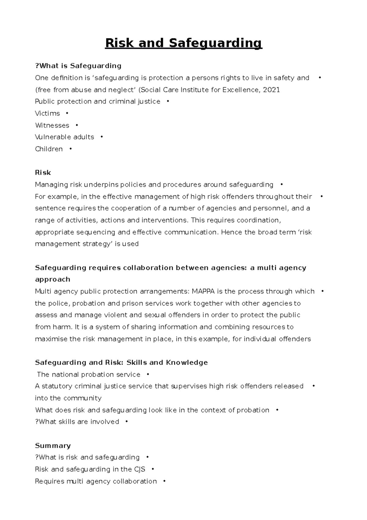 Risk and Safeguarding docx - Risk and Safeguarding ? What is ...