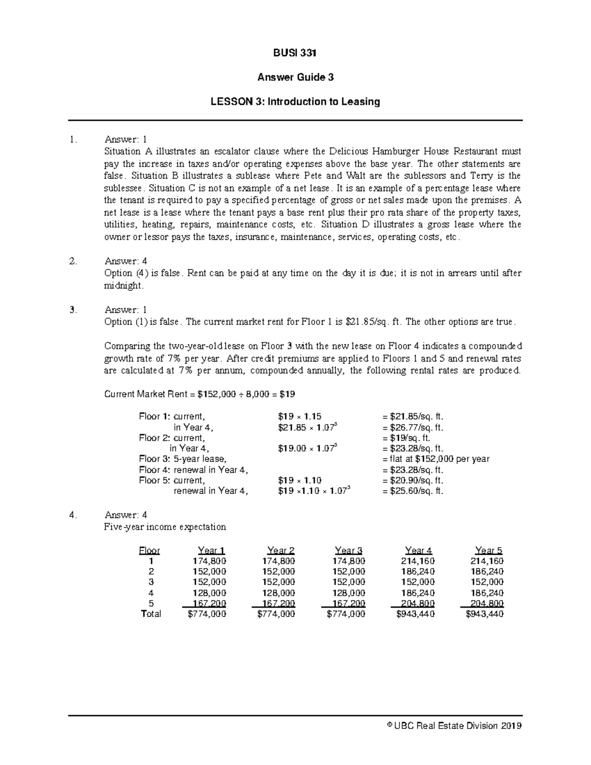 Assignview 3 - Assignment - BUSI 331 Answer Guide 3 LESSON 3 ...